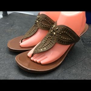Paolo | Shoes | Linea Paolo Brown Leather Studds Wedge Sandals | Poshmark